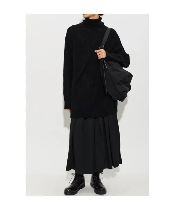 Yohji Yamamoto High Neck Ribbed Long Sleeve Sweater
