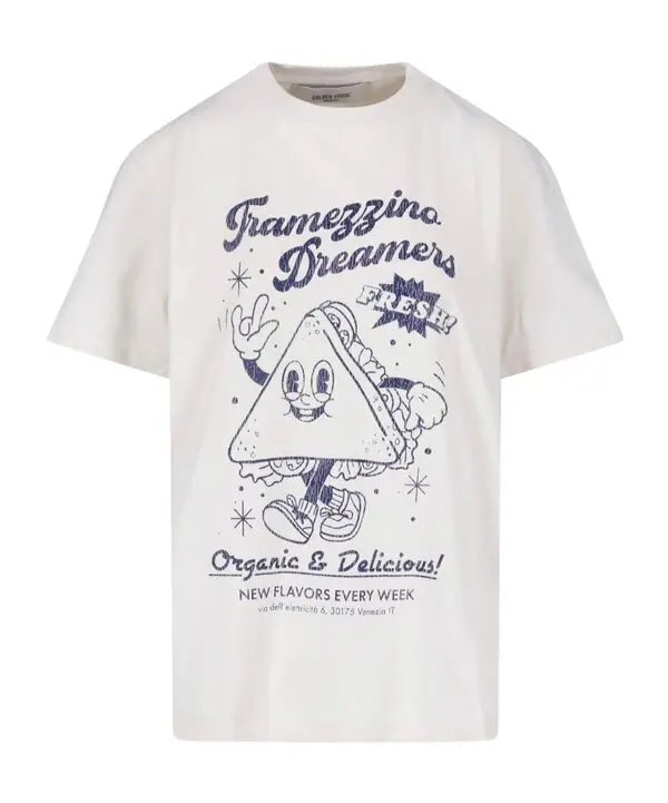 GOLDEN GOOSE Graphic Printed Crewneck T-shirt - Cream