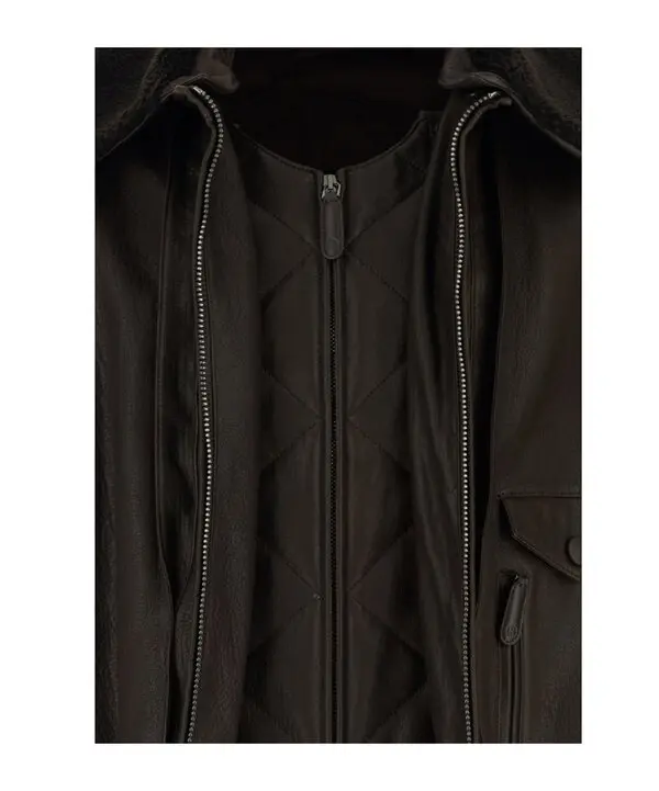 Giorgio Armani Shearling Collar Leather Blouson Jacket