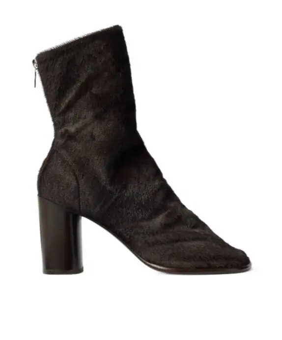 LEMAIRE 80mm Glove Heeled Ankle Boots In Pony-style Leather