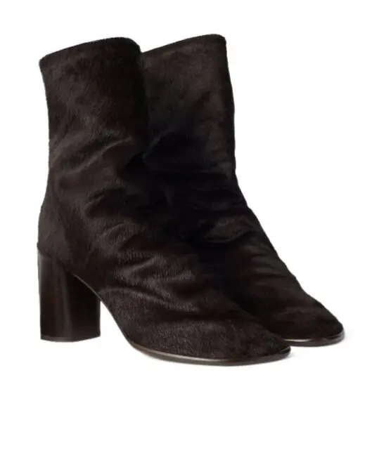 LEMAIRE 80mm Glove Heeled Ankle Boots In Pony-style Leather
