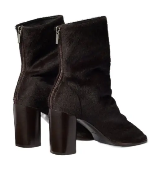 LEMAIRE 80mm Glove Heeled Ankle Boots In Pony-style Leather