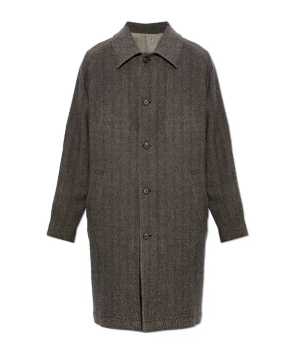 Eleventy Herringbone Single-breasted Coat