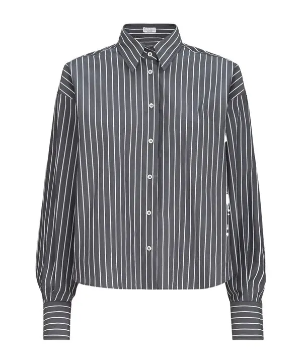 Brunello Cucinelli Striped Cotton Poplin Shirt