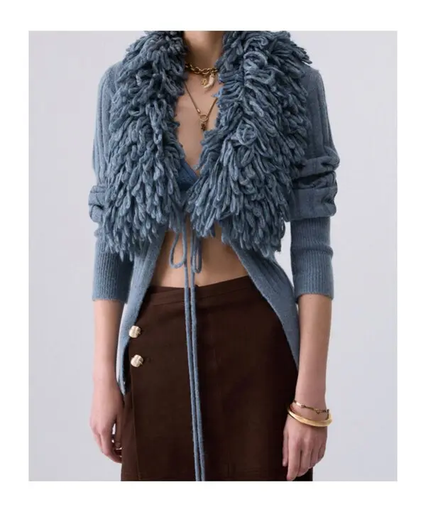 Liu Jo Tie-front Knit Cardigan With Faux-fur Collar