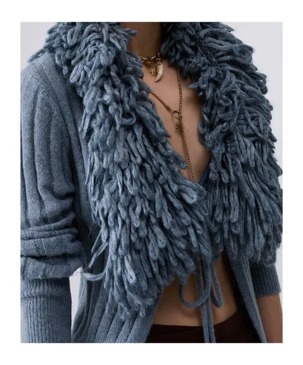 Liu Jo Tie-front Knit Cardigan With Faux-fur Collar