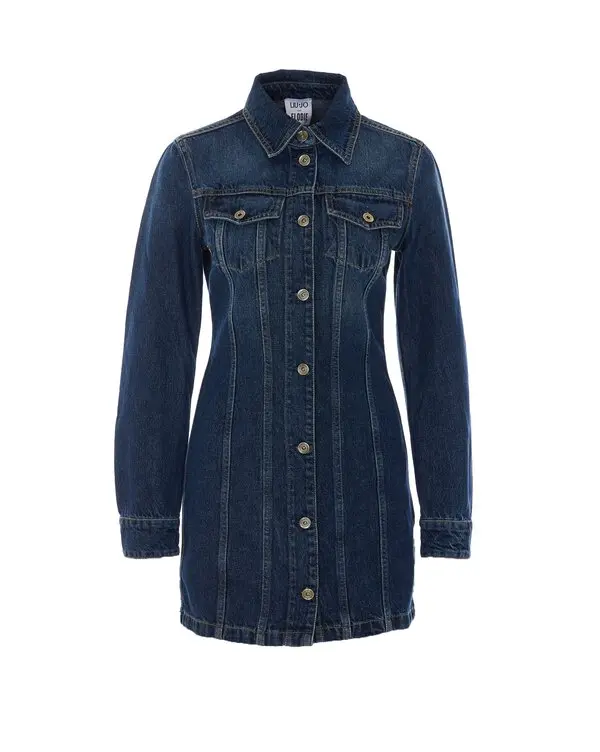 Liu Jo Long Sleeve Denim Shirt Dress - Indigo Wash