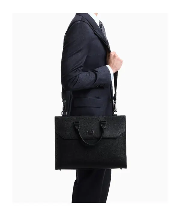 Emporio Armani Business Bag In Tumbled Leather