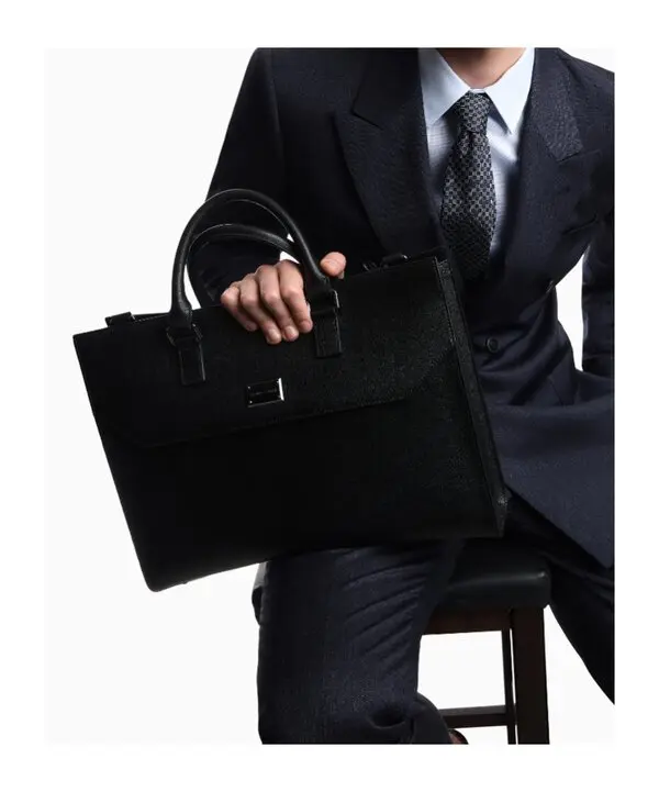 Emporio Armani Business Bag In Tumbled Leather