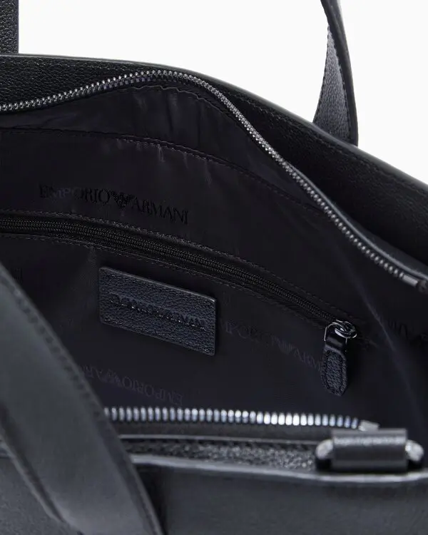 Emporio Armani Business Bag In Tumbled Leather