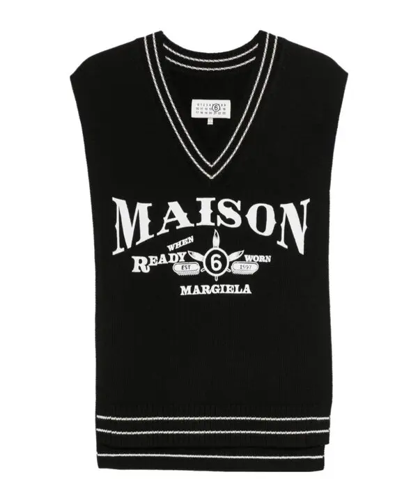 MAISON MARGIELA Logo-embroidered Gilet - Black