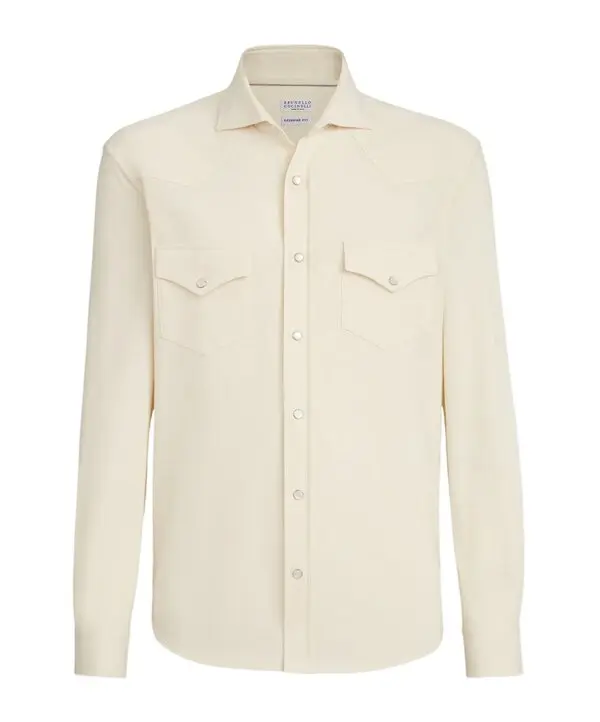 Brunello Cucinelli Cotton Piqué Western Shirt - Ginger