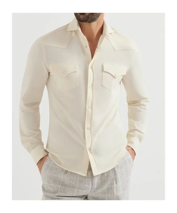 Brunello Cucinelli Cotton Piqué Western Shirt - Ginger