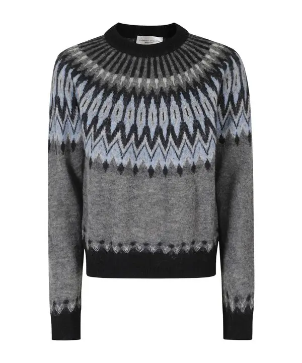 ROBERTO COLLINA Jacquard Pattern Crew Neck Sweater - Gray