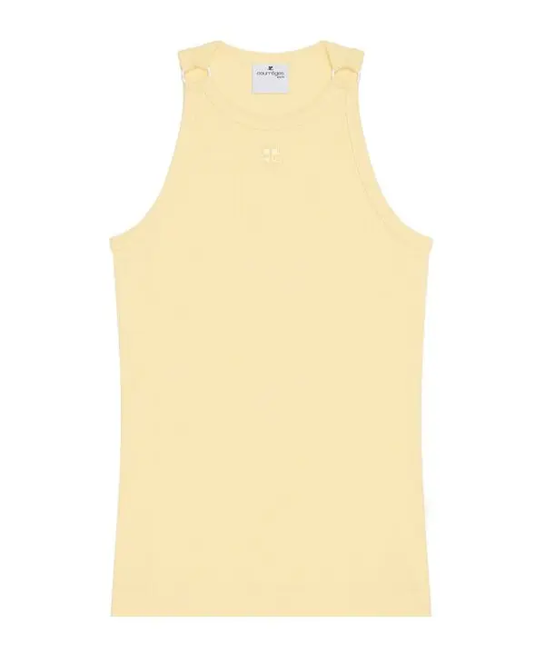 COURREGES Ribbed Tank Top With Metal Embellishments