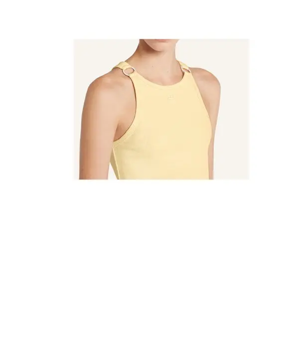COURREGES Ribbed Tank Top With Metal Embellishments