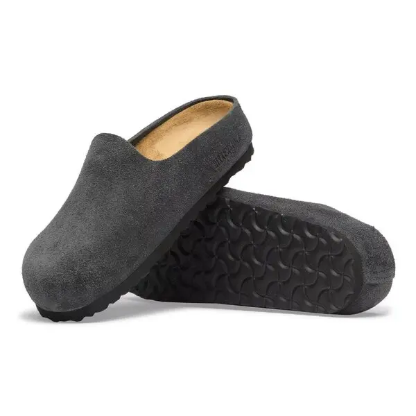 BIRKENSTOCK Amsterdam Suede Slides - Charcoal
