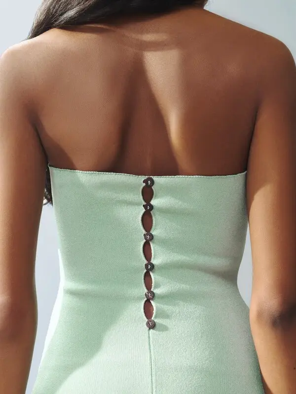 Jacquemus Button-down Knit Strapless Dress