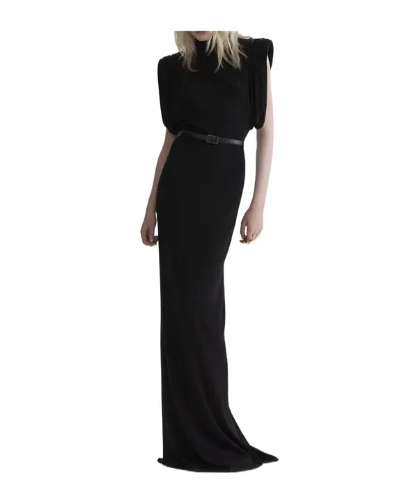 MUGLER Draped Sleeveless Gown