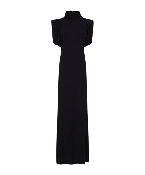 MUGLER Draped Sleeveless Gown - Black