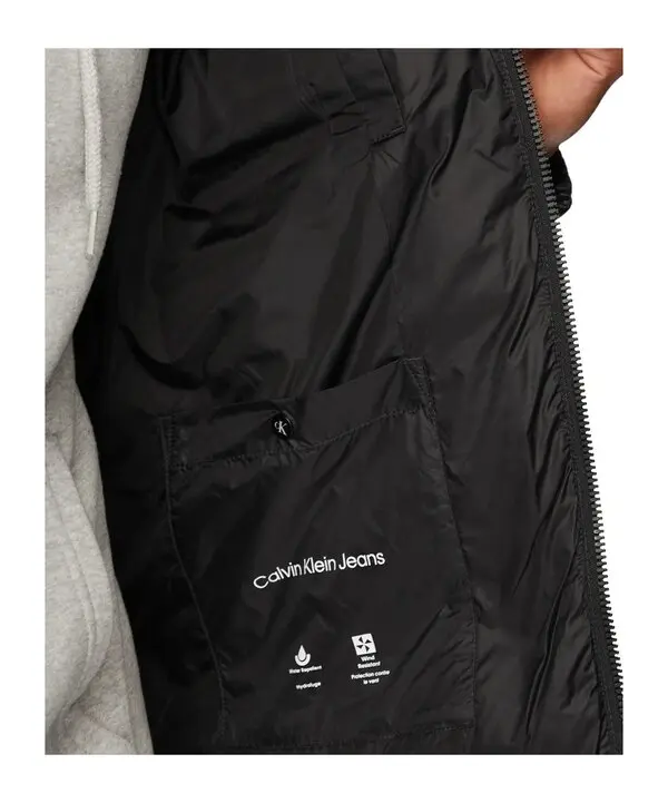 Calvin Klein Print Hooded Puffer Jacket - Black
