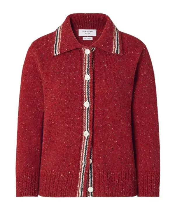 Thom Browne Hector Pointelle-knit Cardigan - Red