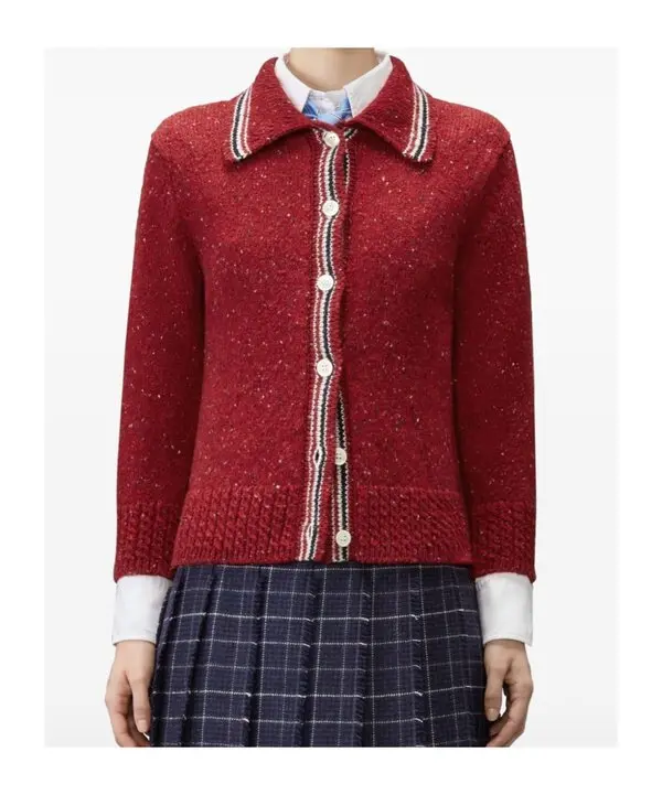 Thom Browne Hector Pointelle-knit Cardigan - Red