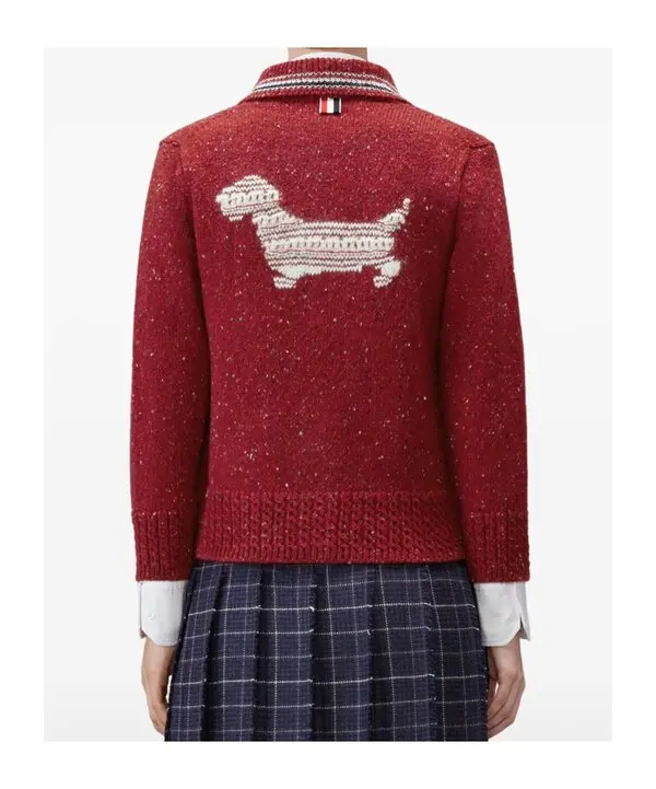 Thom Browne Hector Pointelle-knit Cardigan - Red