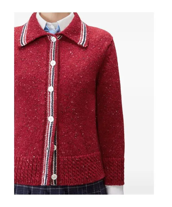 Thom Browne Hector Pointelle-knit Cardigan - Red