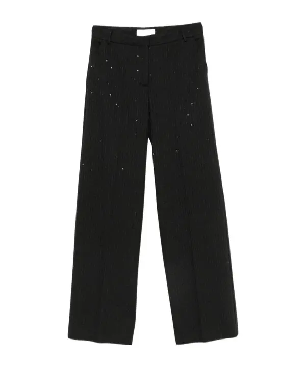 ERMANNO FIRENZE Striped Detail Trousers With Embellishments - Black