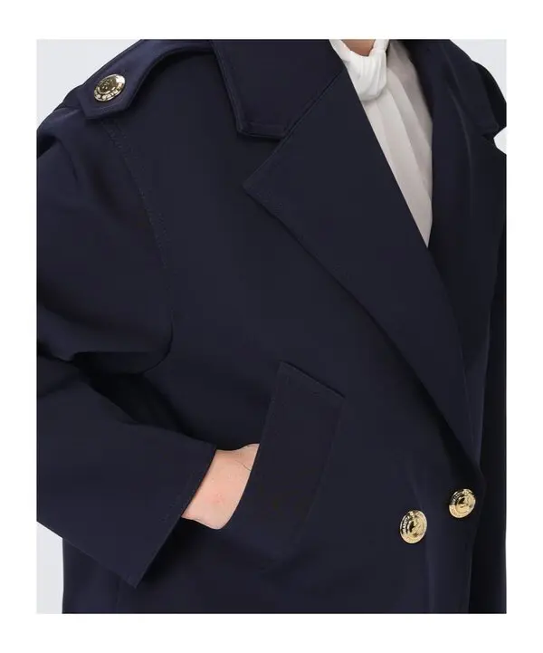 Elisabetta Franchi Double-breasted Coat With Gold-tone Logo Engraved Buttons