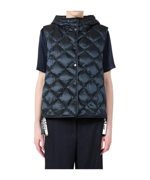 Max Mara Sleeveless Hooded Padded Vest - Black