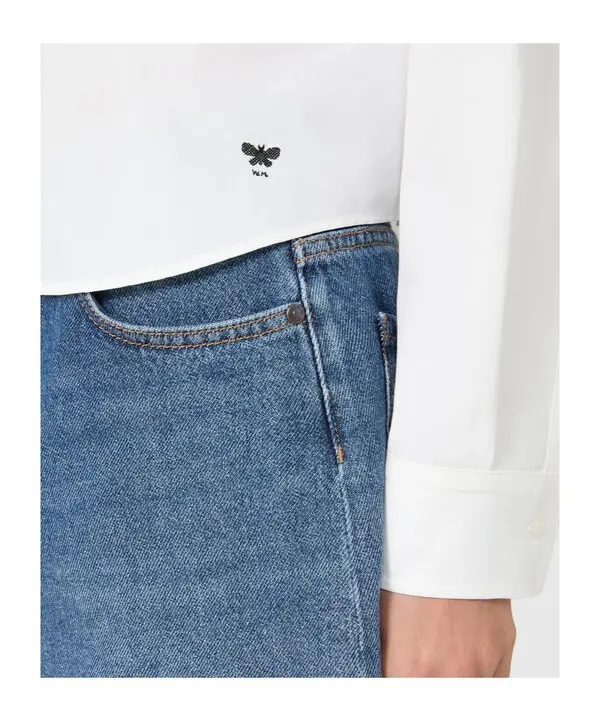 Max Mara Panetto Boxy Shirt With Embroidered Butterfly Detail