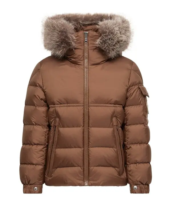 Moncler Byron Hooded Down Jacket With Faux Fur Trim