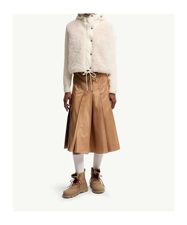 Moncler Wool Cashmere Blend Padded Zip-up Cardigan With Fur