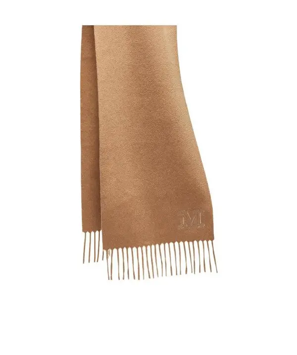 Max Mara Logo Fringed Scarf - Camel