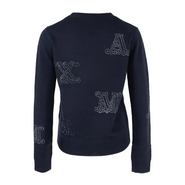 Max Mara Cashmere Sweater With Embellished Logo - Blue