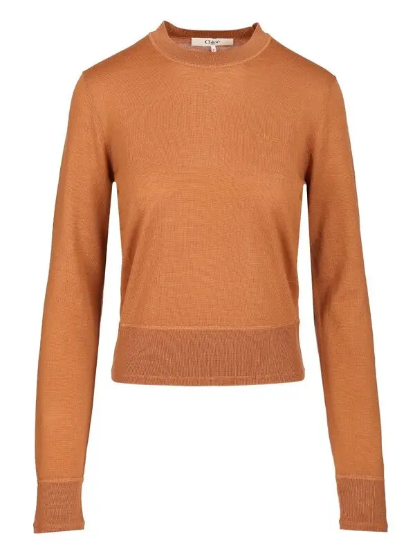 Chloé Ribbed Wool Crew Neck Sweater