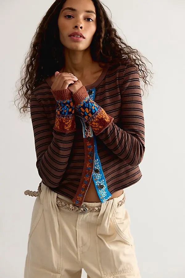 Free People We The Free Cardigan - Chocolate Combo
