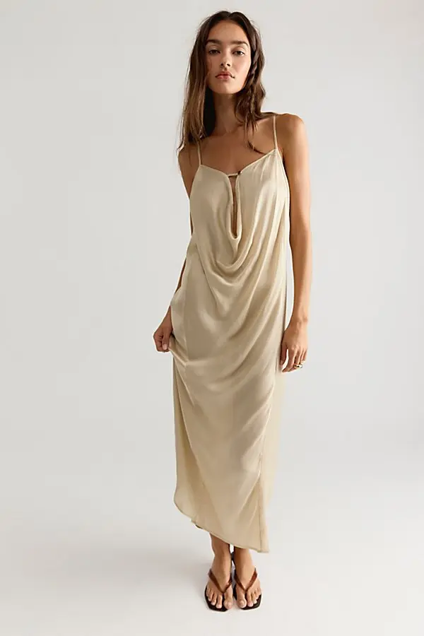 NICHOLAS K Slip Maxi Dress With Cowl Neck - Limestone