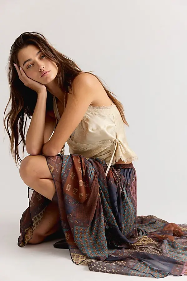 Free People Single Whip Printed Maxi Skirt