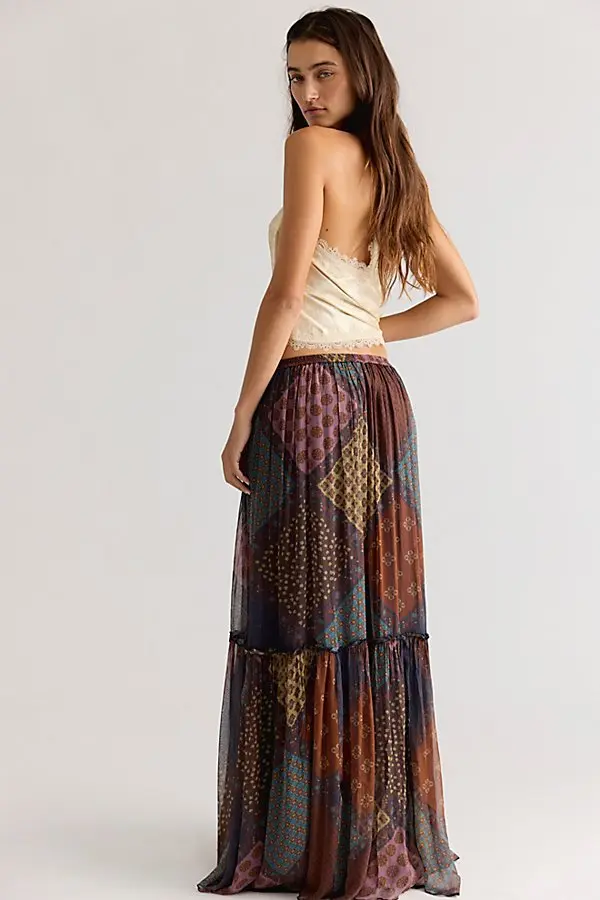 Free People Single Whip Printed Maxi Skirt