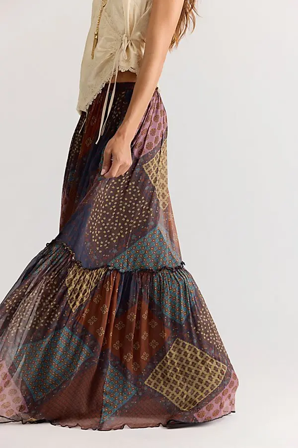 Free People Single Whip Printed Maxi Skirt