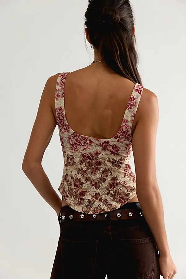 Free People Skylar Lace Corset Top - Tea Combo