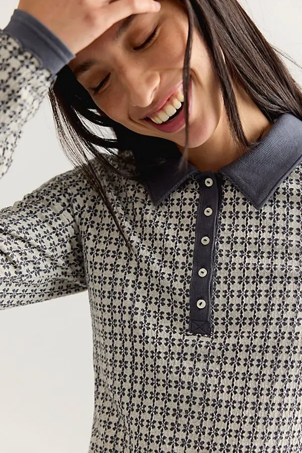 Free People Ginny Long Sleeve Top - Neutral Combo