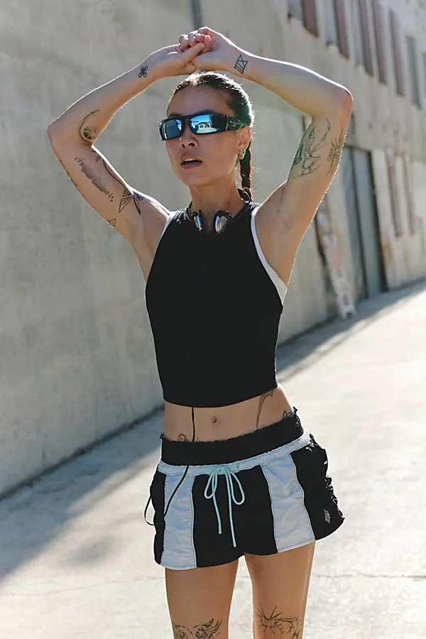 Free People Fast Lane Track Shorts - Black Combo
