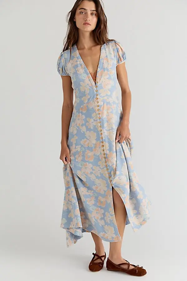 Free People Need Me Midi Dress - Raindrop Combo