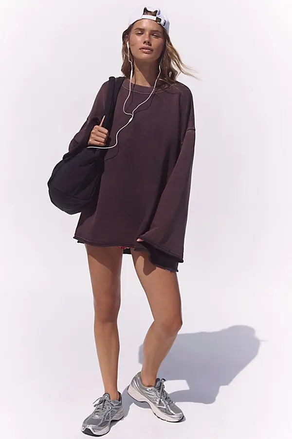 Free People Retro Tunic Sweatshirt - Black