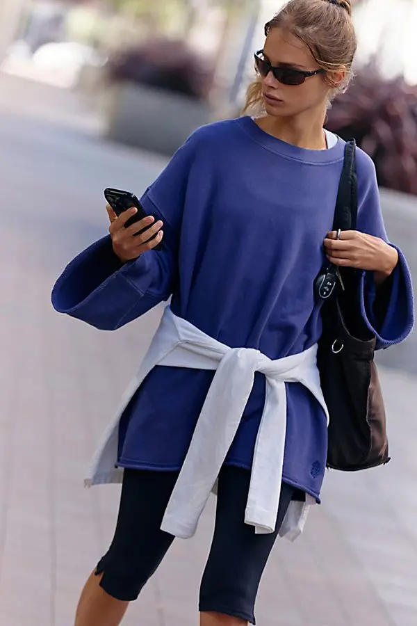 Free People Retro Tunic Sweatshirt - True Navy
