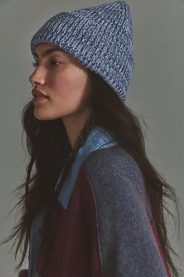 Free People So Marled Cotton Beanie - Blueberry